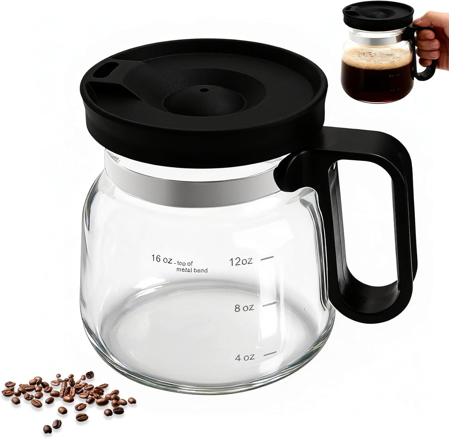 Pekkaxy 16 Oz Glass Coffee Pot Mug with Lid,Novelty Coffee Pot Cup ...