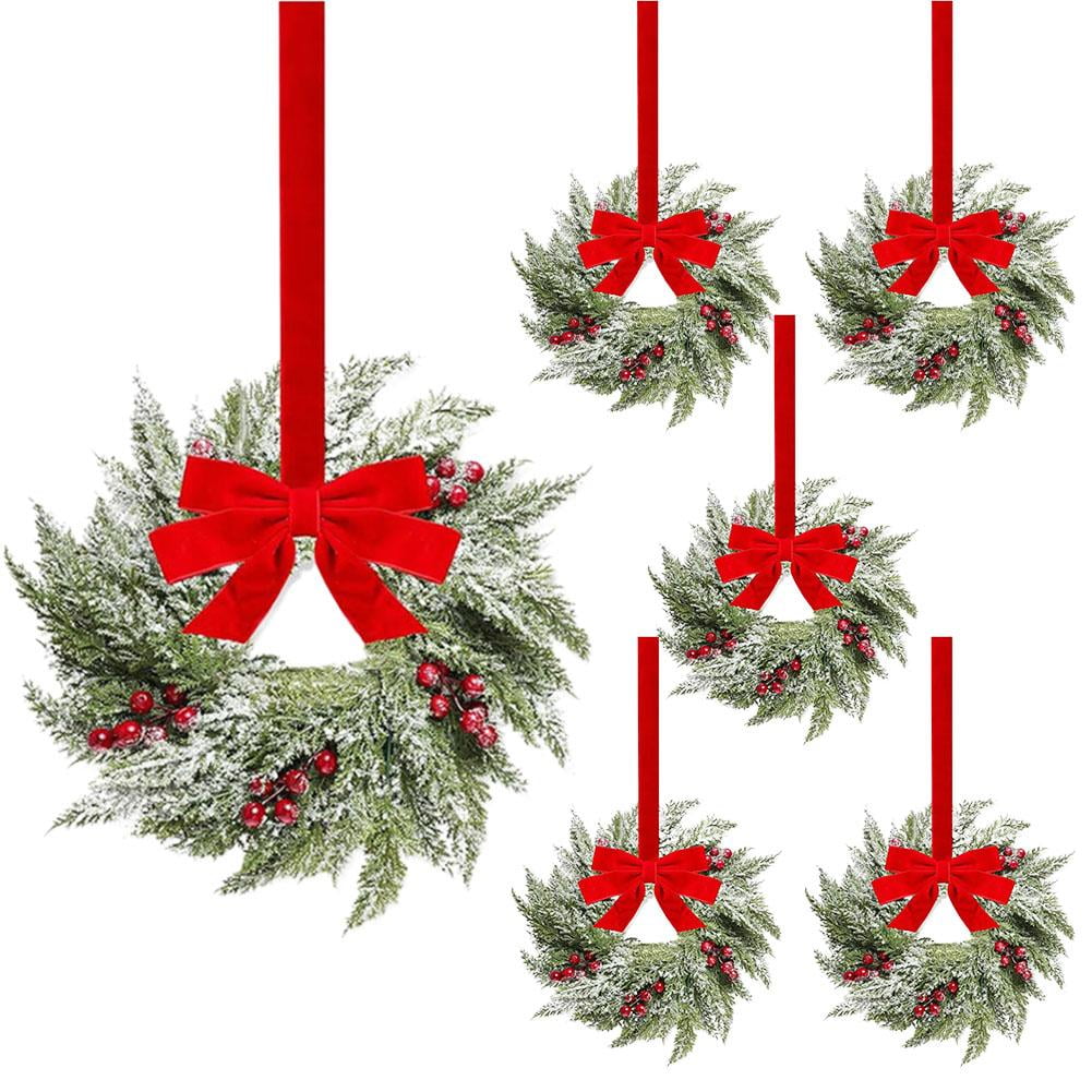 Pekkaxy 4 Pcs Small Christmas Norfolk Wreaths, 10Inch Mini Wreath for ...