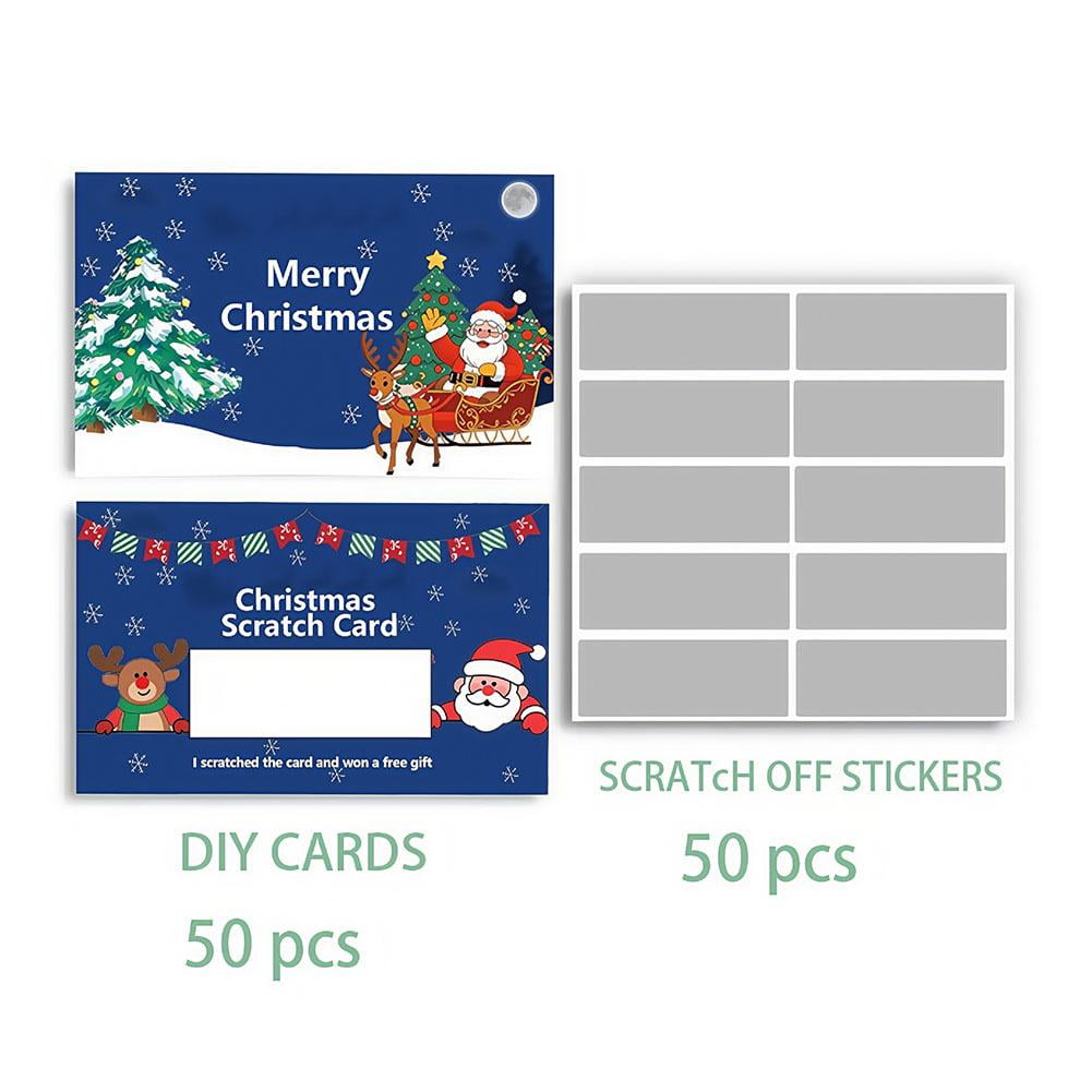 Pekkaxy 50-Pack Christmas Scratch Cards, Cartoon Sticker Interactive ...