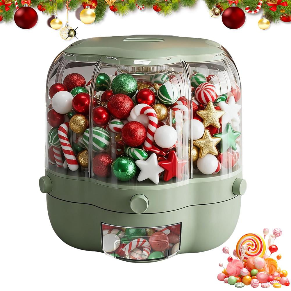 Pekkaxy 6-Compartment Rotating Food Dispenser, 22 lb Capacity, Airtight ...