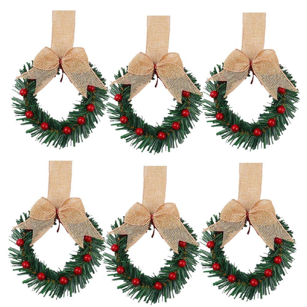 Pekkaxy 6PCS Small Christmas Wreaths,5 Christmas Minis Wreath With ...