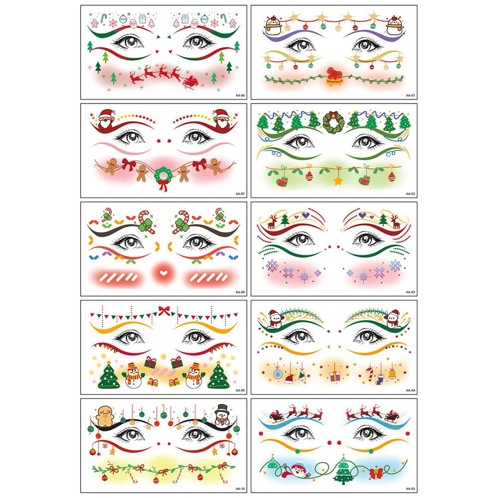 Pekkaxy Christmas Makeup Eye and Face Patch Set, Festive Holiday Face ...