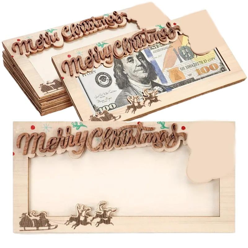 Pekkaxy Christmas Money Box Wooden Holiday Decor Gift Can Hold ...