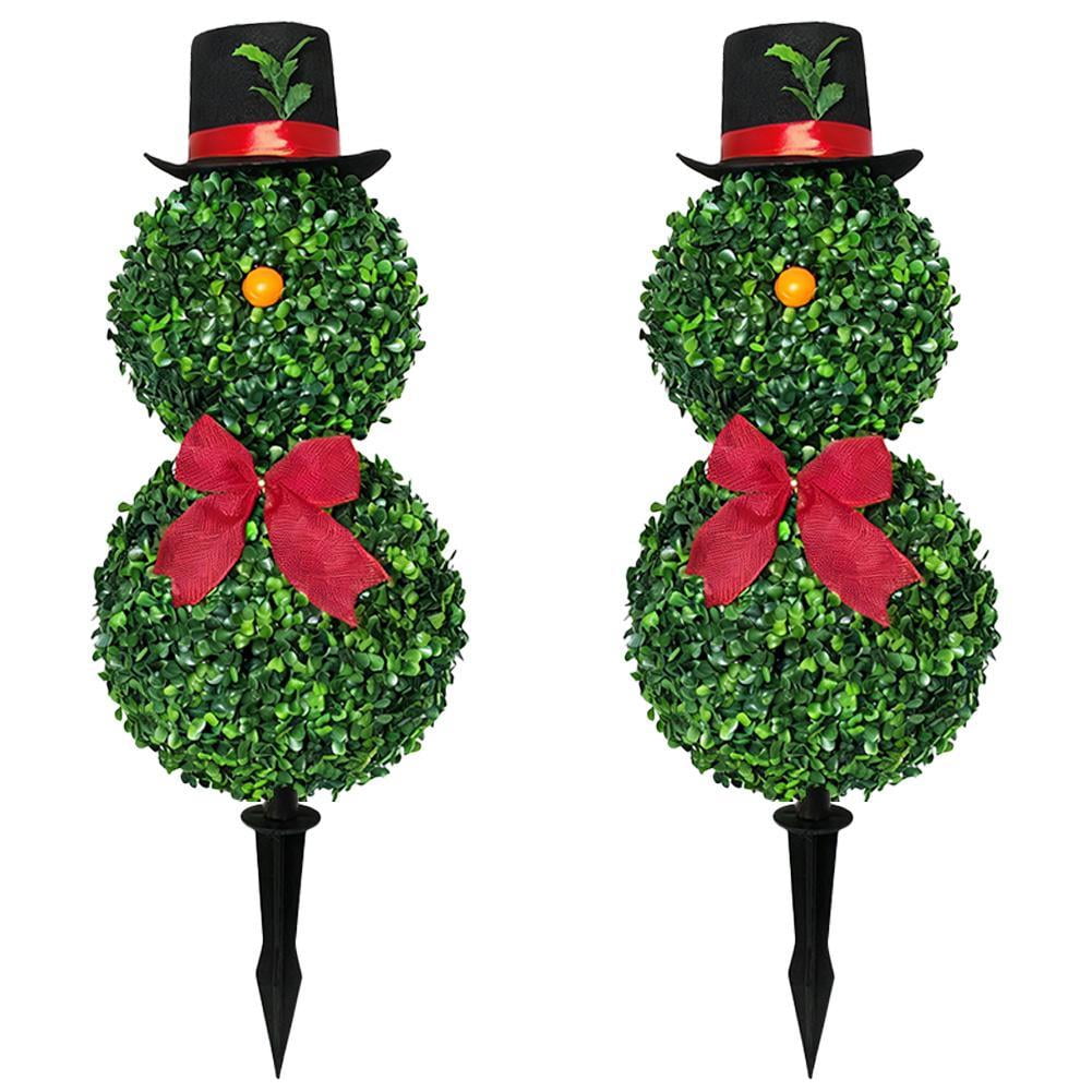 Pekkaxy Christmas Snowman Topiary, 30 Artificial Snowman Shaped Topiary ...