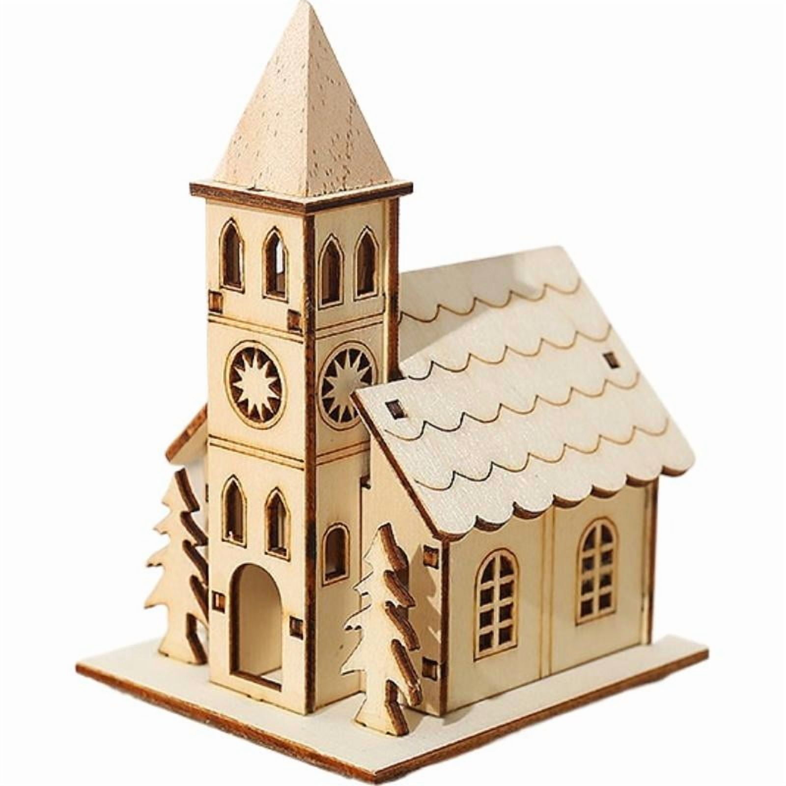 Pekkaxy Christmas Village Houses, Led Light Wooden House with Battery ...