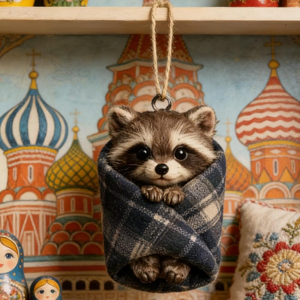 Pekkaxy Cozy Wrapped Critters Ornament,2D Acrylic Cozy Forest Animal ...