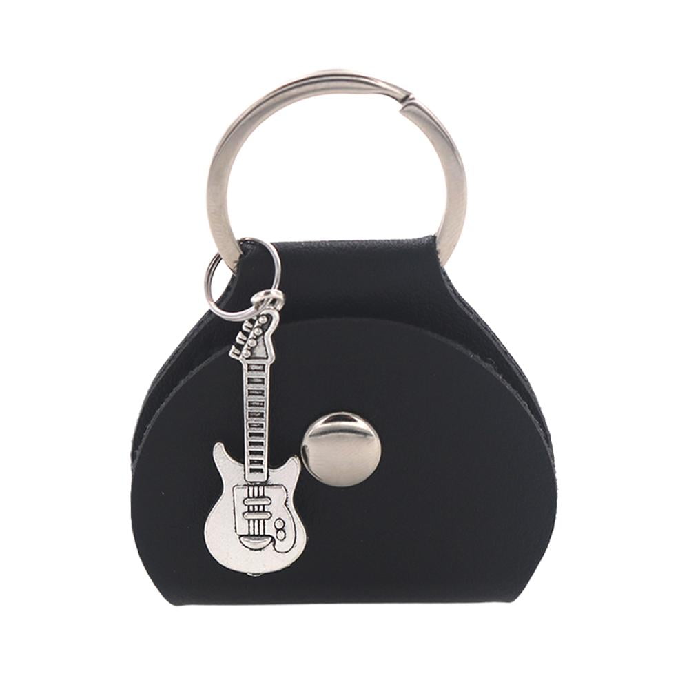 Pekkaxy Guitar Pick Keychain Holder, PU Leather Guitar Pick Holder with ...