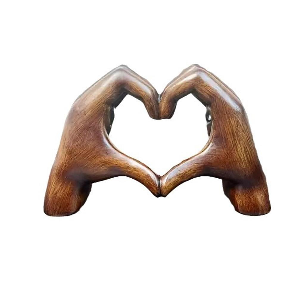 Pekkaxy Heart Brown Decor,love Hand Statue - Heart Shape Finger Statues ...