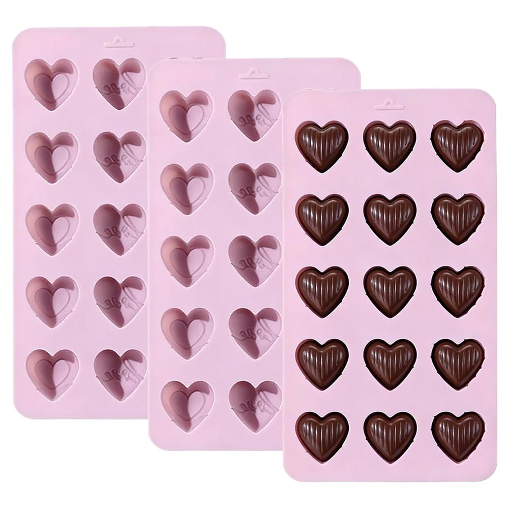 Pekkaxy Heart Chocolate Molds Valentine's Candy Molds 3 pcs Silicone ...