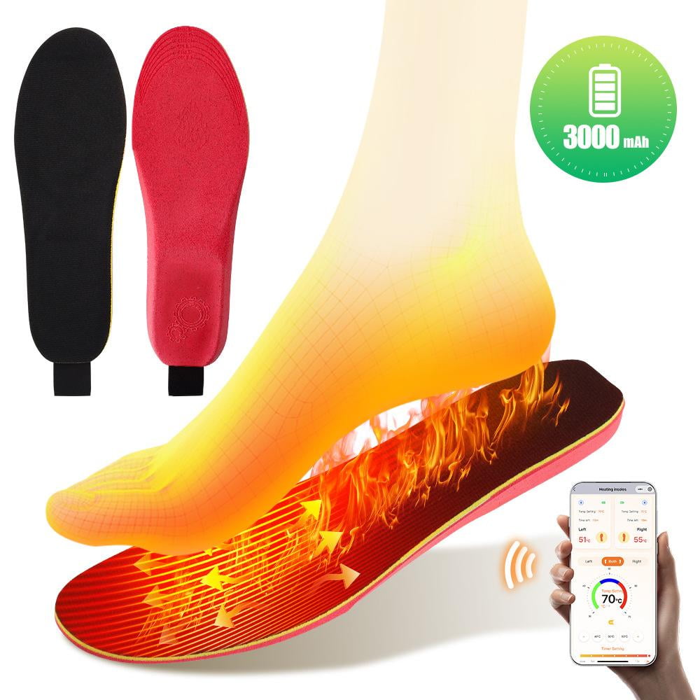Pekkaxy Heated Insoles Rechargeable, Mart Heated Insoles with App ...