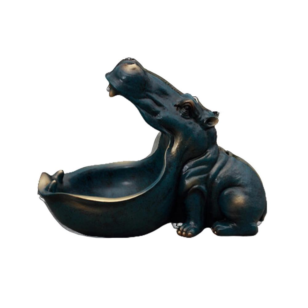 Pekkaxy Hippo Statue Key Bowl,Creativity Big Mouth Hippo Candy Dish ...