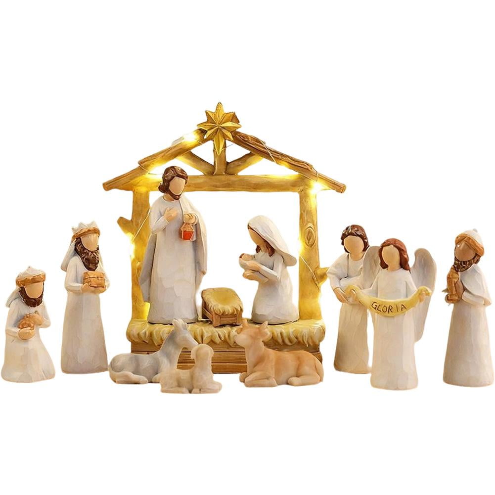Pekkaxy Nativity Set Indoor, 12Pieces Christmas Nativity Scene Set with ...