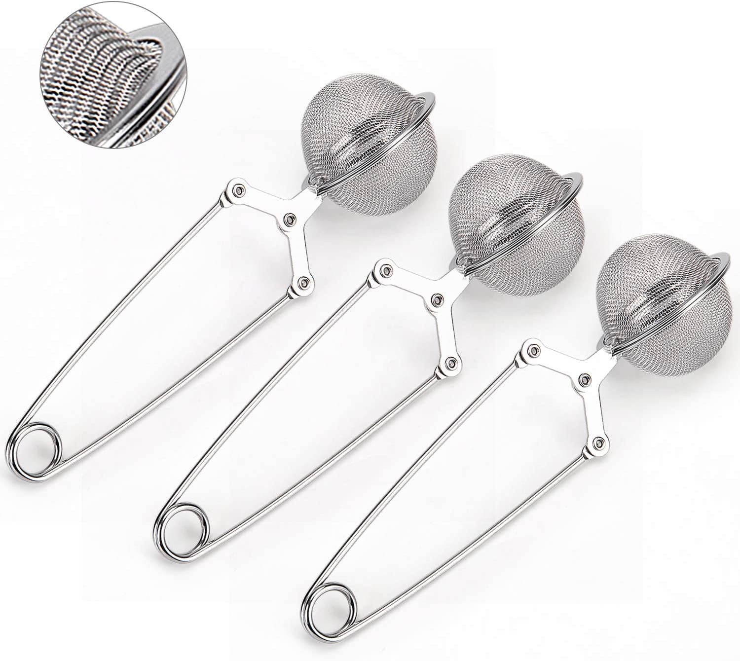 Pekkaxy Snap Ball Tea Strainer, 3 Pack Premium Stainless Steel Tea ...