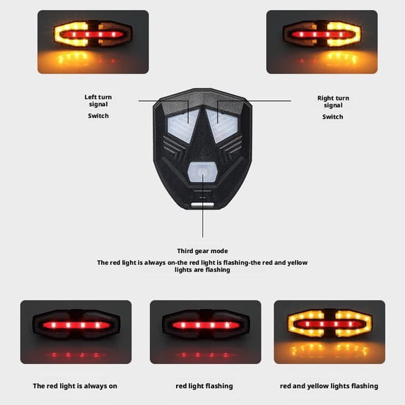 Pekkaxy Turn Bike Tail Lights Wireless Remote Control Bicycle Taillight ...