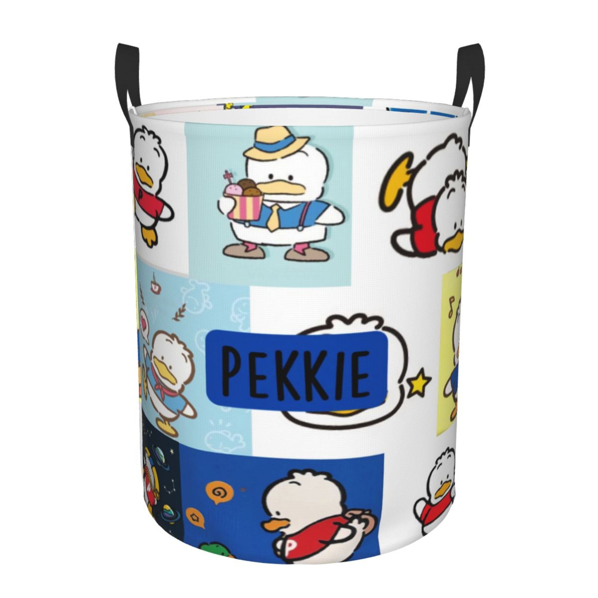 Pekkle Laundry Hamper Cartoon Circular Foldable Basket With Handle ...
