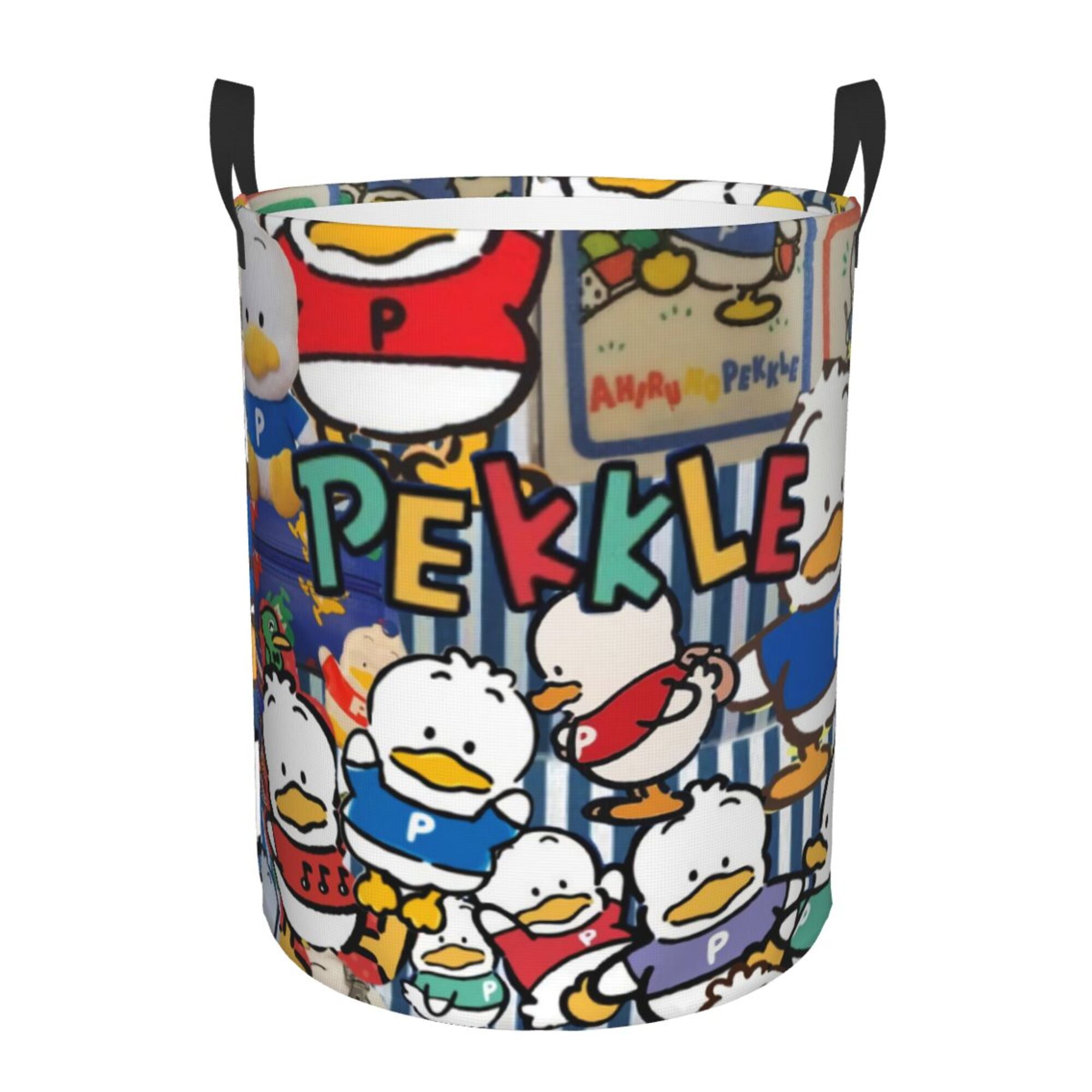 Pekkle Laundry Hamper Cartoon Circular Foldable Basket With Handle ...