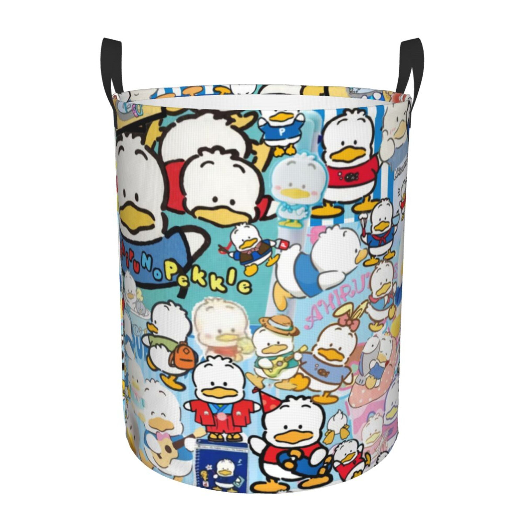 Pekkle Laundry Hamper Cartoon Circular Foldable Basket With Handle ...