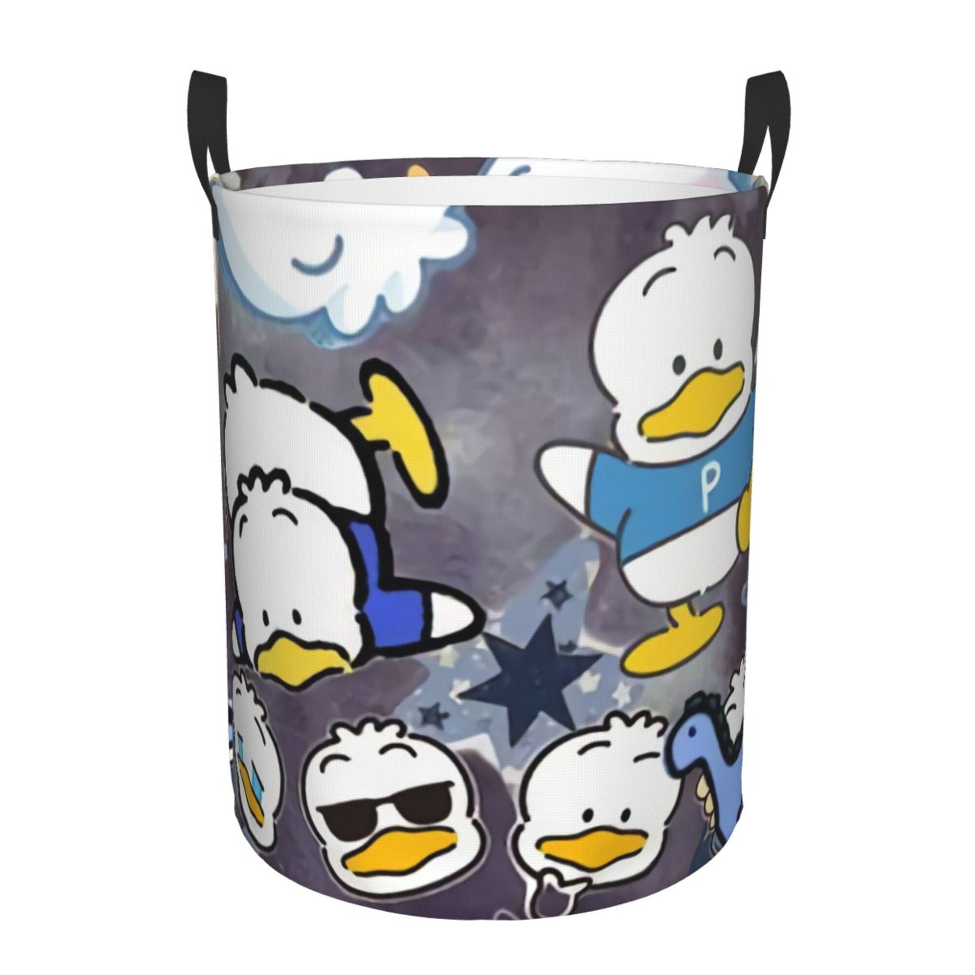 Pekkle Laundry Hamper Cartoon Circular Foldable Basket With Handle ...