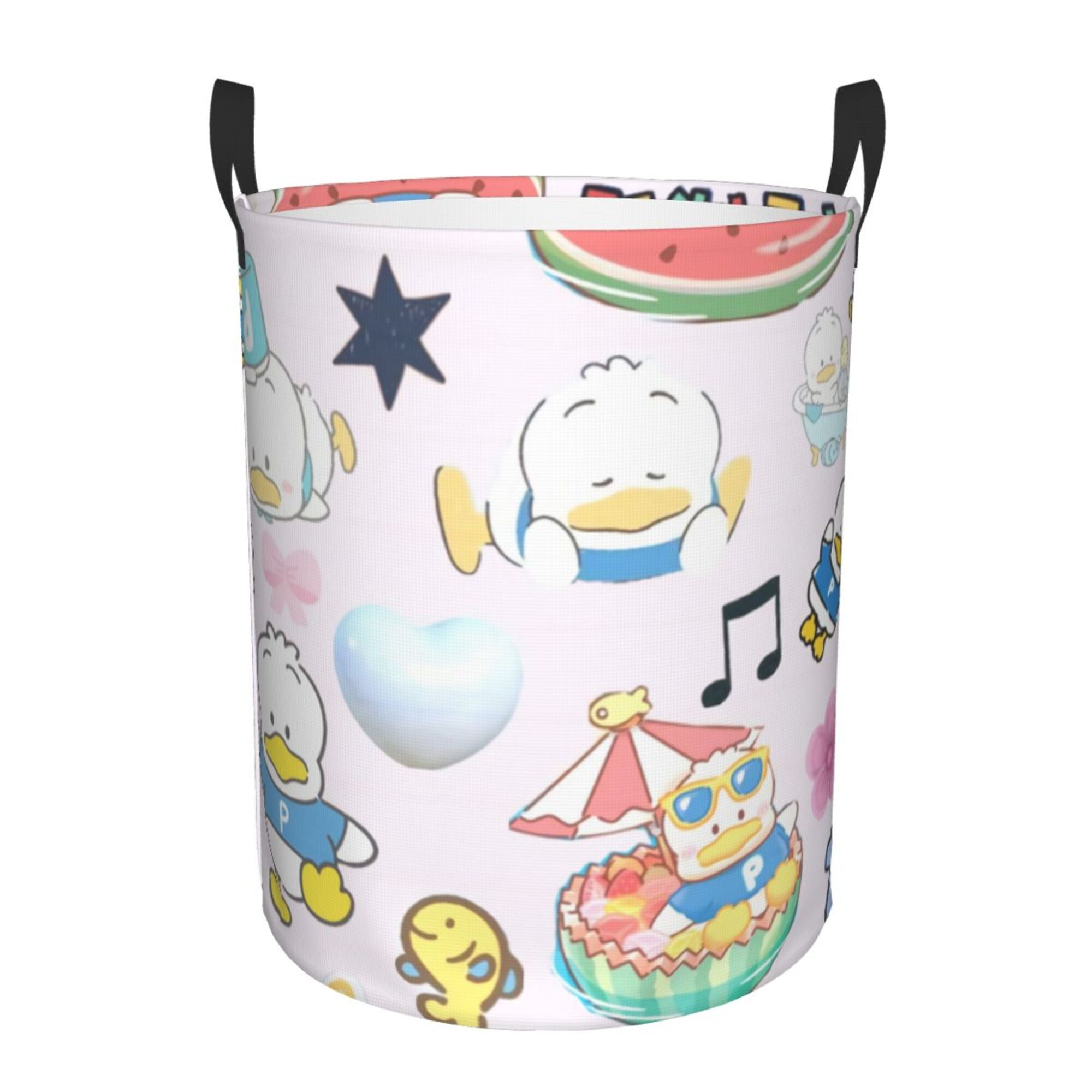 Pekkle Laundry Hamper Cartoon Circular Foldable Basket With Handle ...
