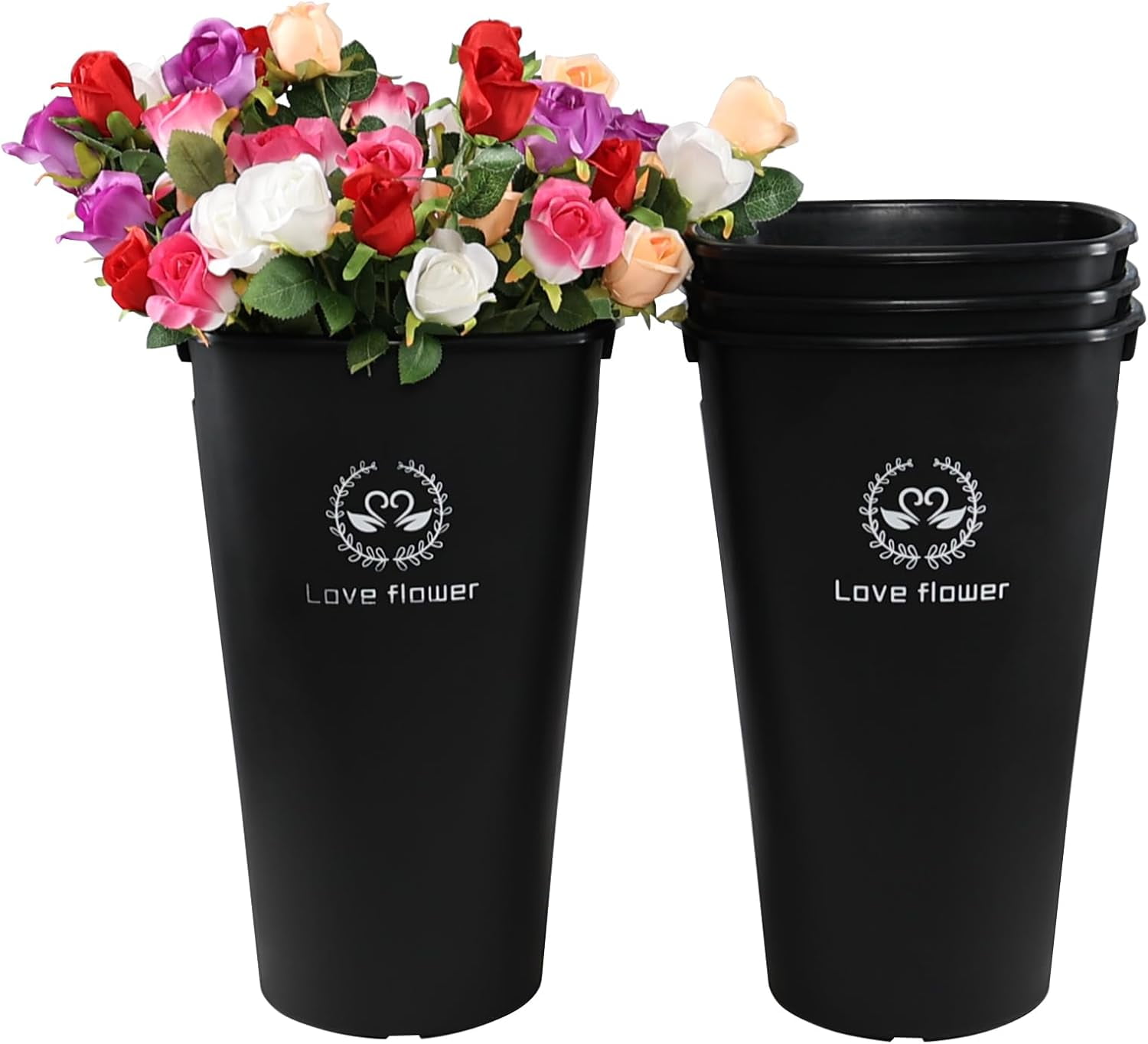 Pekky 20 Inches Plastic Floral Buckets for Cut Flowers, 4 Pack Plastic ...