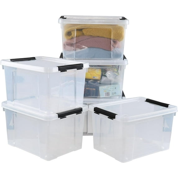 Pekky 22 Quart Latching Storage Container Bin with Wheels, 6 Packs ...