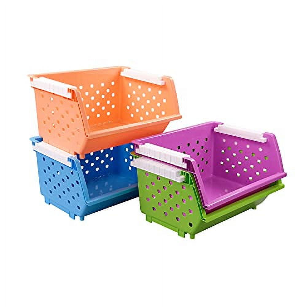 Pekky 4-Pack Large Stackable Storage Bins, Colored Plastic Stacking ...