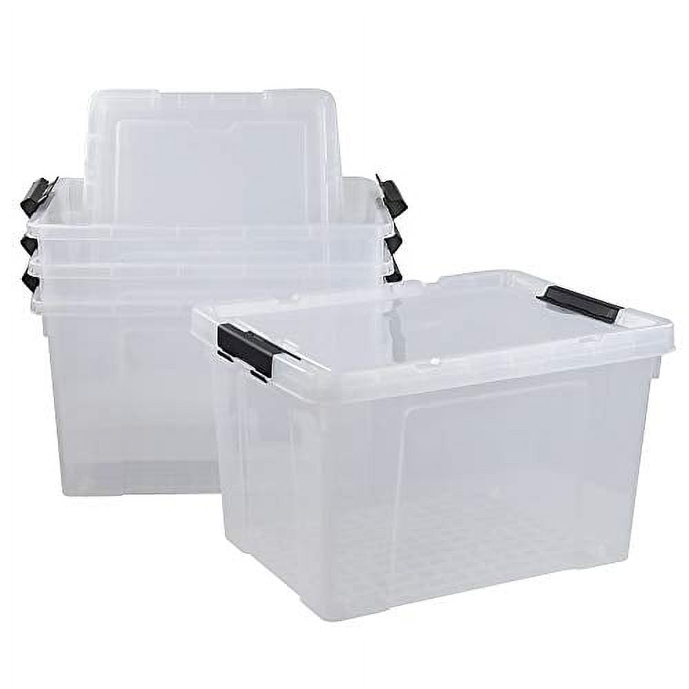 Hespama 50 Quart Large Storage Bins with Lids, 4 Packs Plastic Clear ...