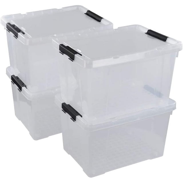 Pekky 50 Quart Clear Storage Containers/Bins with Lid，Wheels and ...