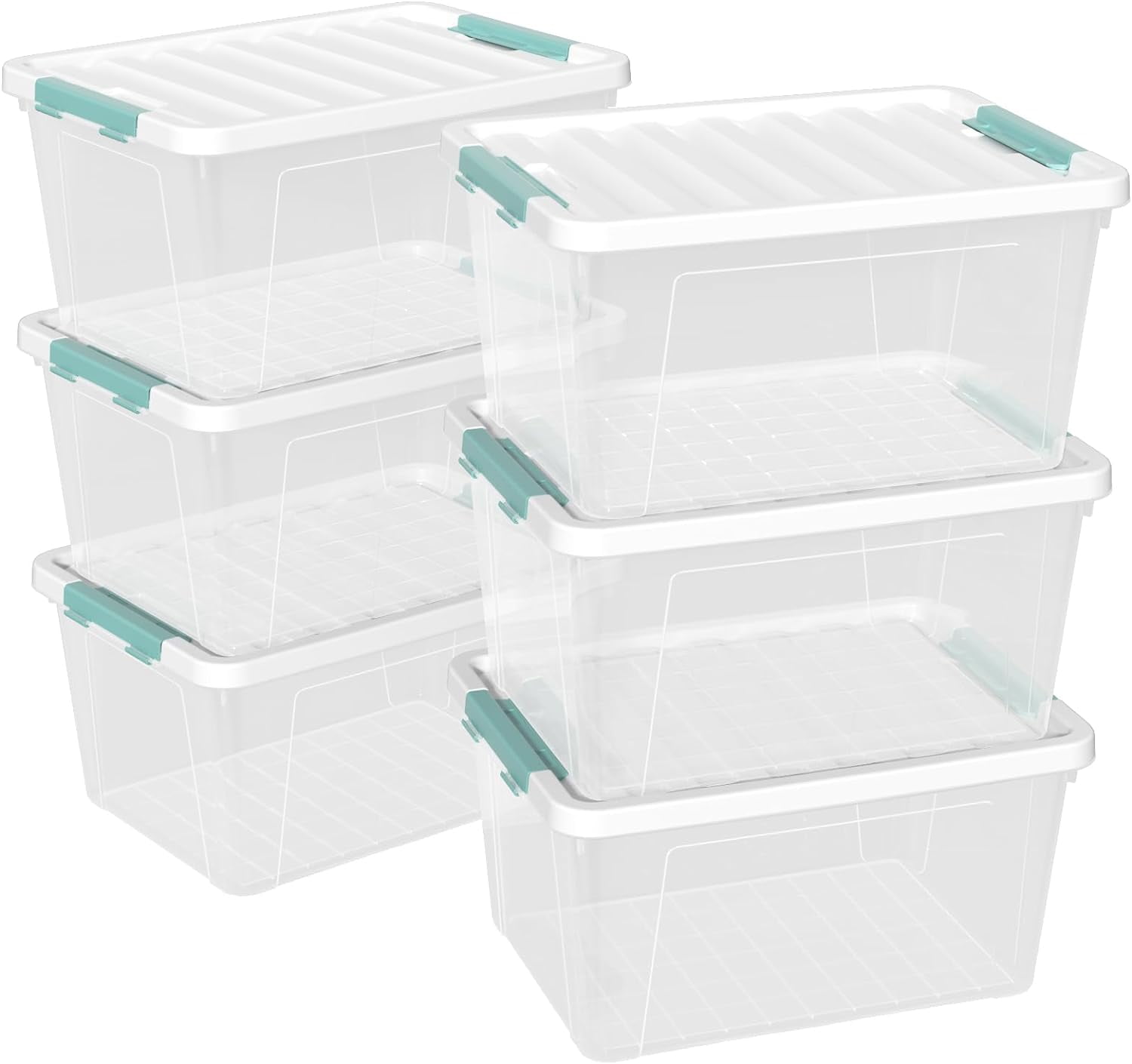 Pekky 6 Packs Clear Large Storage Containers Bins with Lid ...