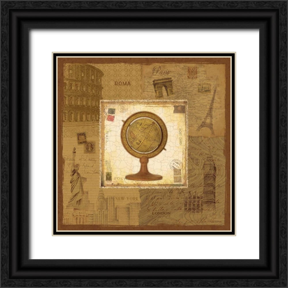 Pela Design 26x26 Black Ornate Wood Framed with Double Matting Museum ...