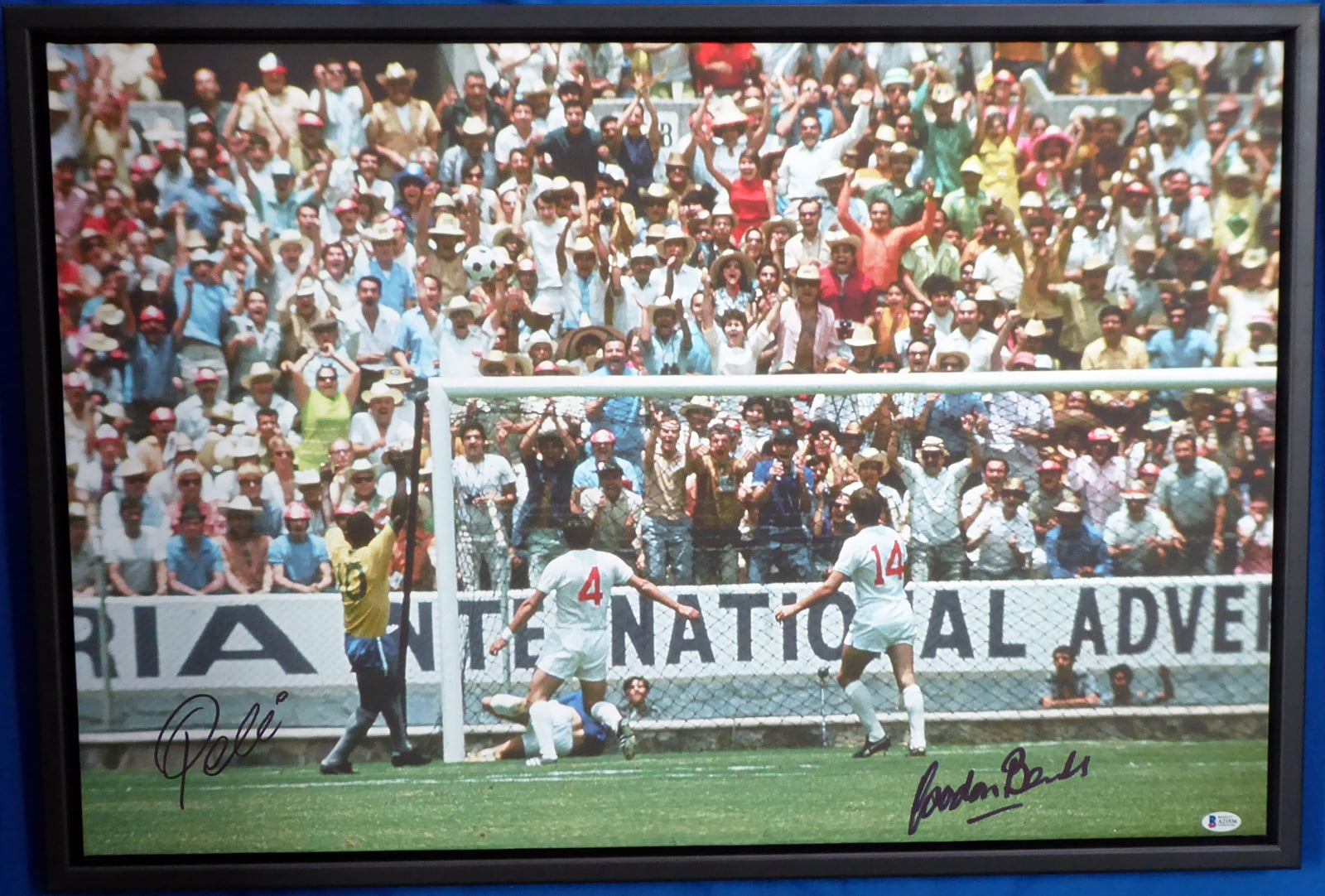 Pele & Gordon Banks Autographed Framed 20x30 Canvas Photo "The Greatest ...
