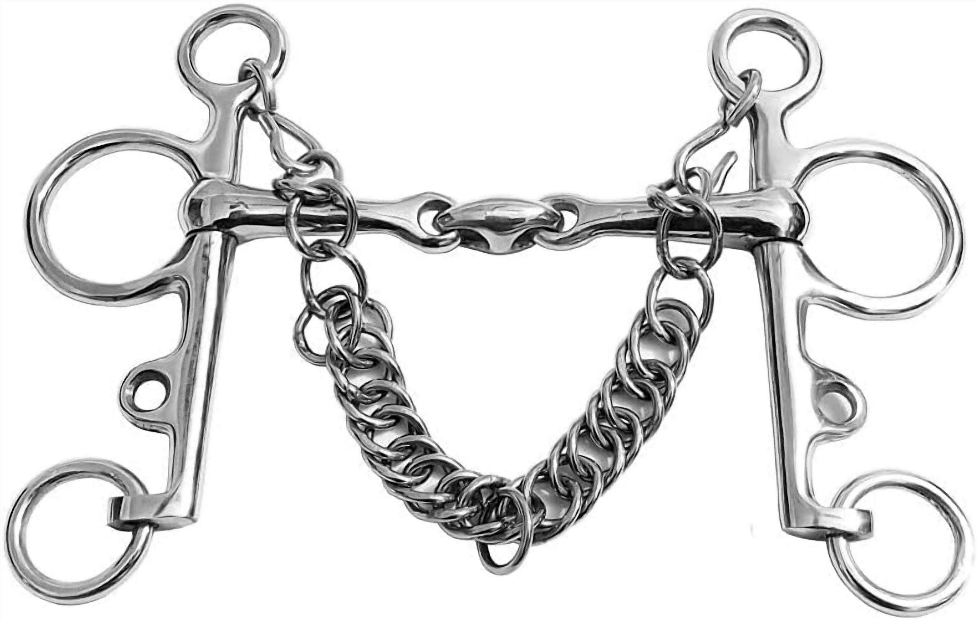 Pelham Horse Bit Double Jointed with Oval Link Stainless Steel - Walmart.com