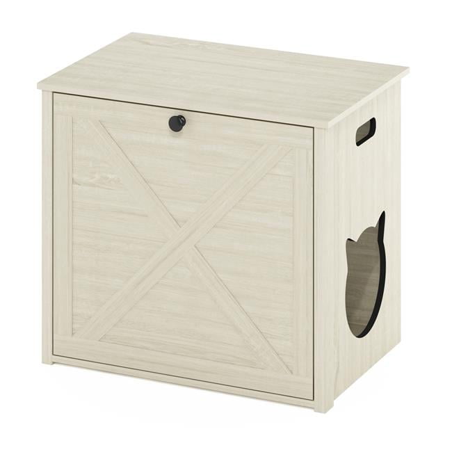 Peli Small Cat Litter Box Enclosure with Single Door, White Wash ...