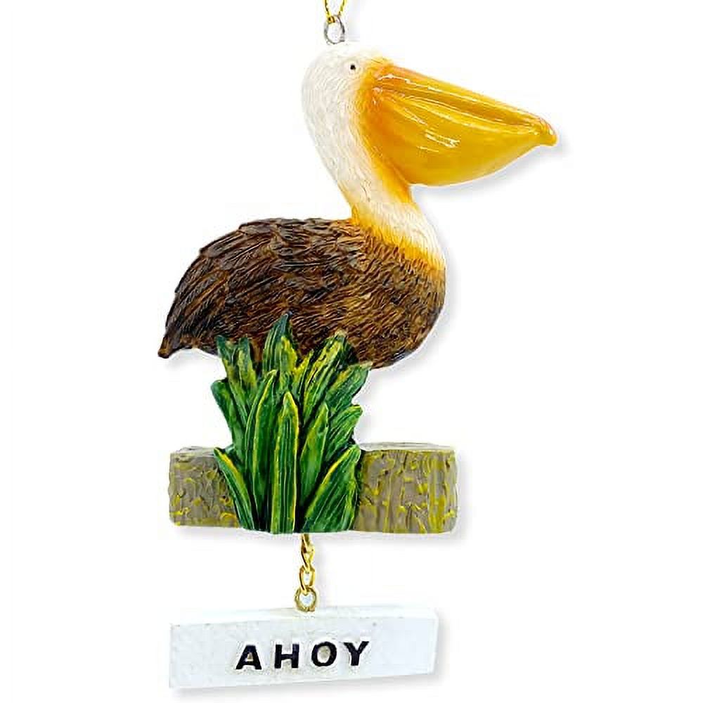 Pelican Ahoy Ornament - Beach Coastal Nautical Theme Decoration ...