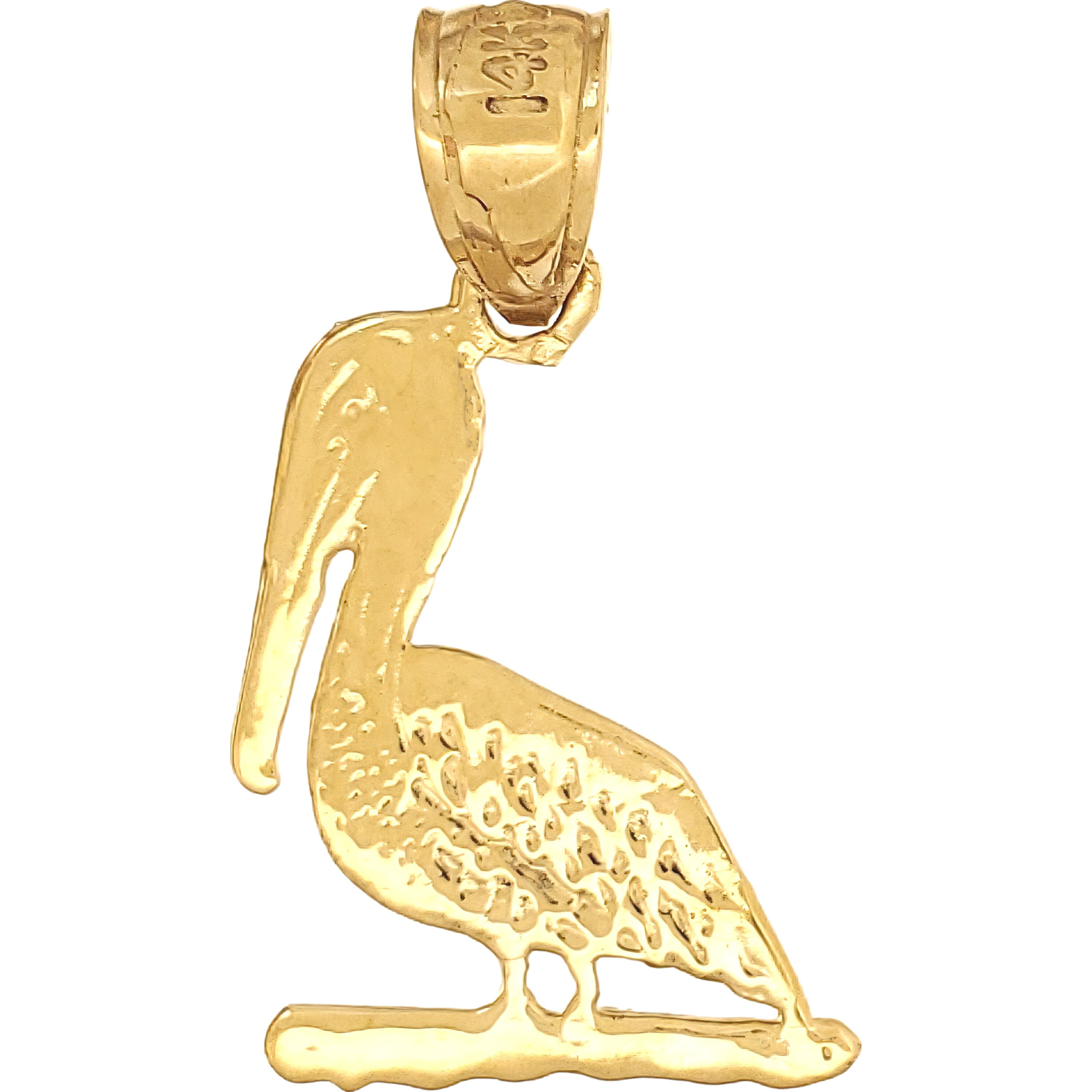 14k Solid Yellow Gold Pelican Charm Diamond-Cut, 17mm - Walmart.com