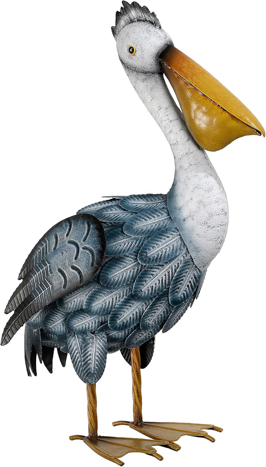 Pelican Statues Outdoor Decor, 16.5" Coastal Ocean Bird Garden Statues ...