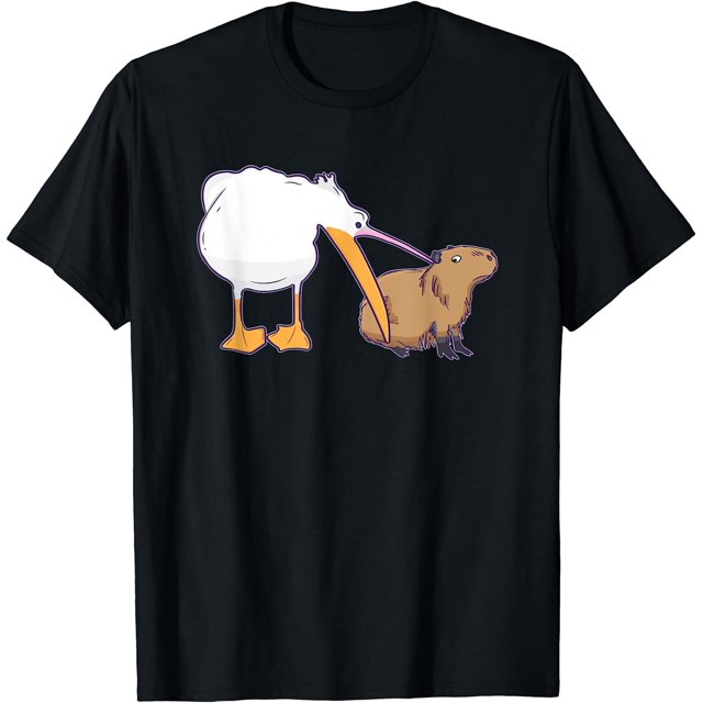 Pelican Tries to Eat Capybara Funny Cute Kawaii Meme T-Shirt - Walmart.com
