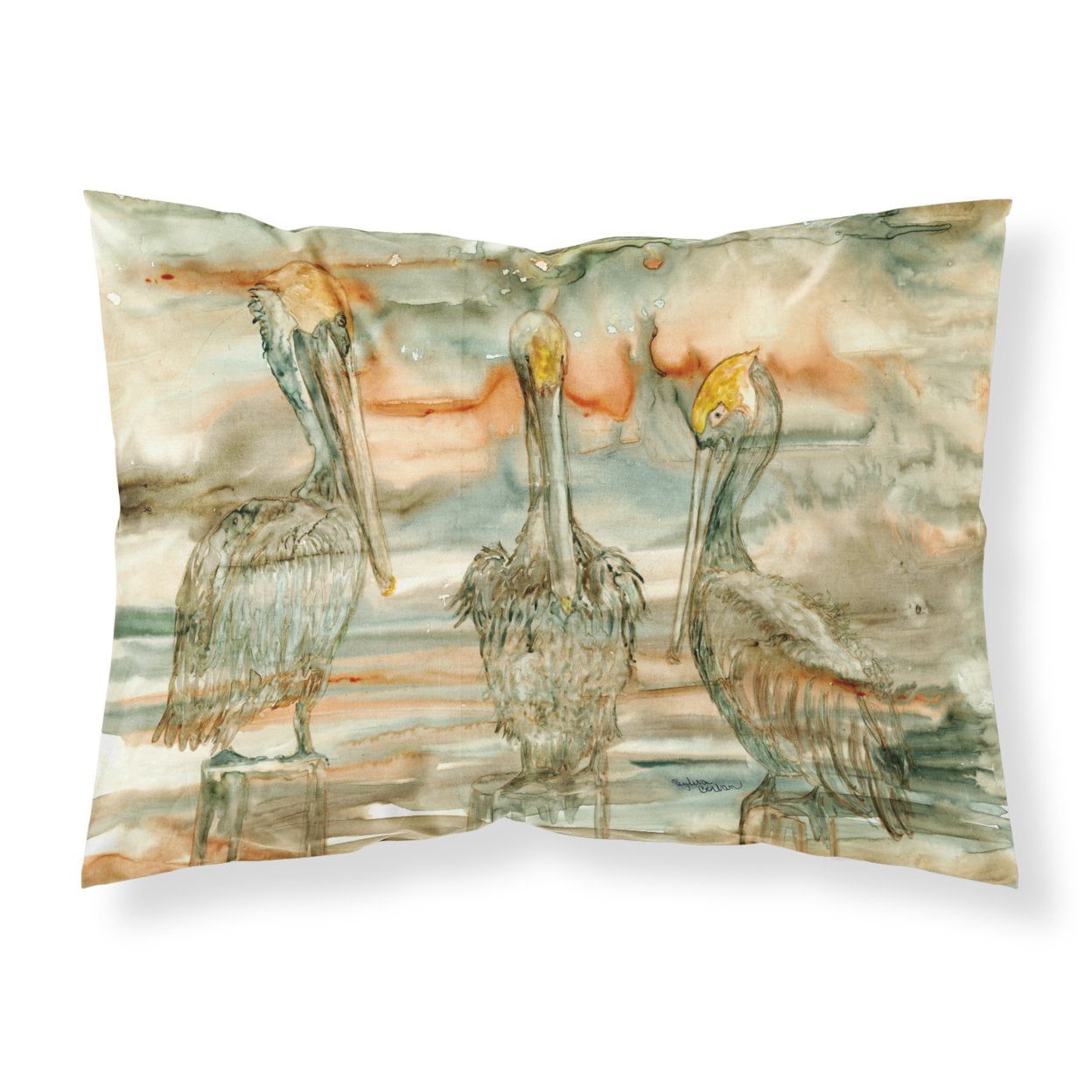 Pelicans on their perch Abstract Fabric Standard Pillowcase - Walmart.com