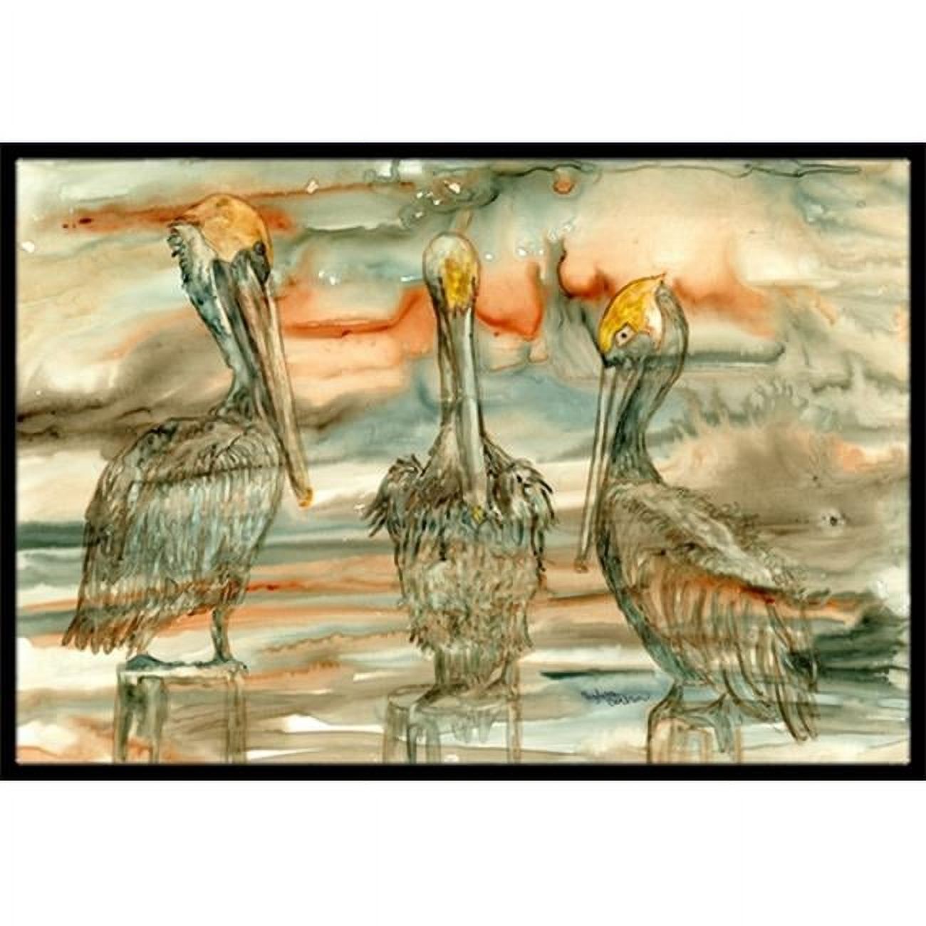 Pelicans on their perch Abstract Indoor or Outdoor Mat, 24 x 36 in ...