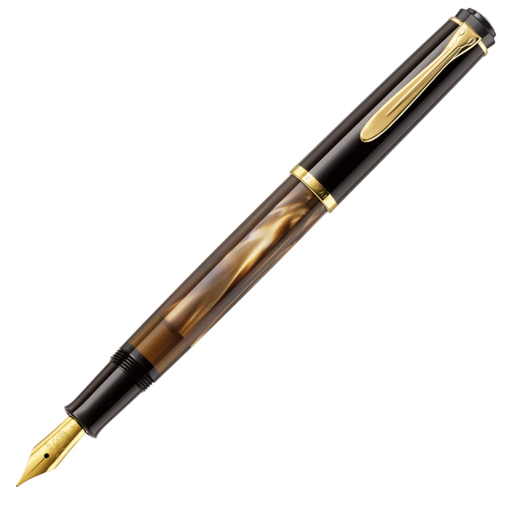 Pelikan 808897 Classic M200 Brown Marbled Fountain Pen, Medium Nib ...