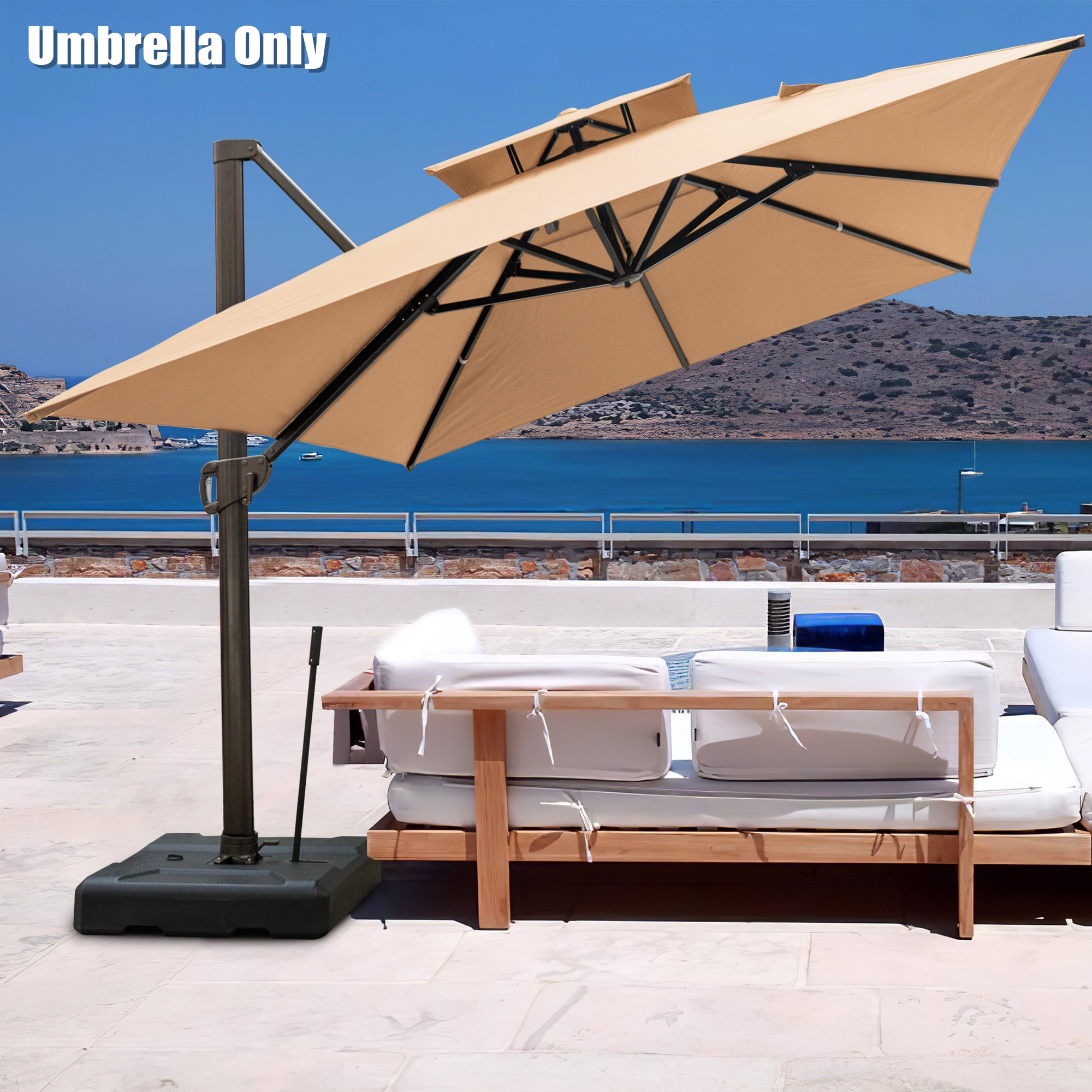 Pellebant 10 x 13 Feet Outdoor Offset Cantilever Hanging Patio Umbrella ...