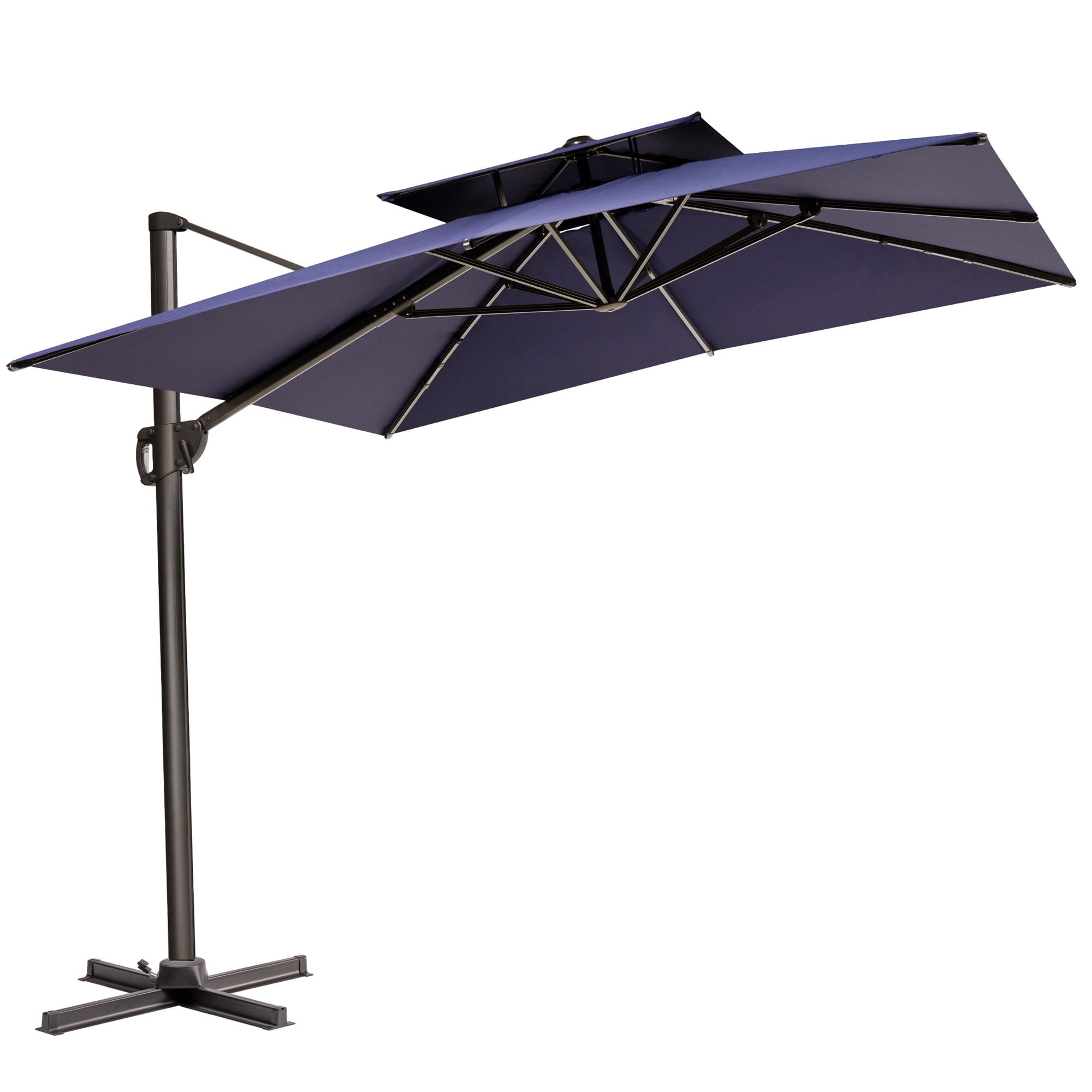 Pellebant 11 ft. x 9 ft. Rectangular Double Top Patio Cantilever ...
