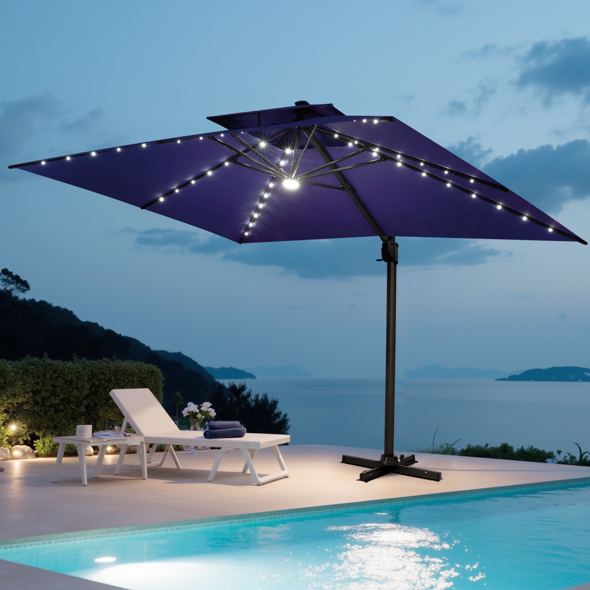 Pellebant 13 ft. x 10 ft. Double Top Patio Umbrella Rectangular ...