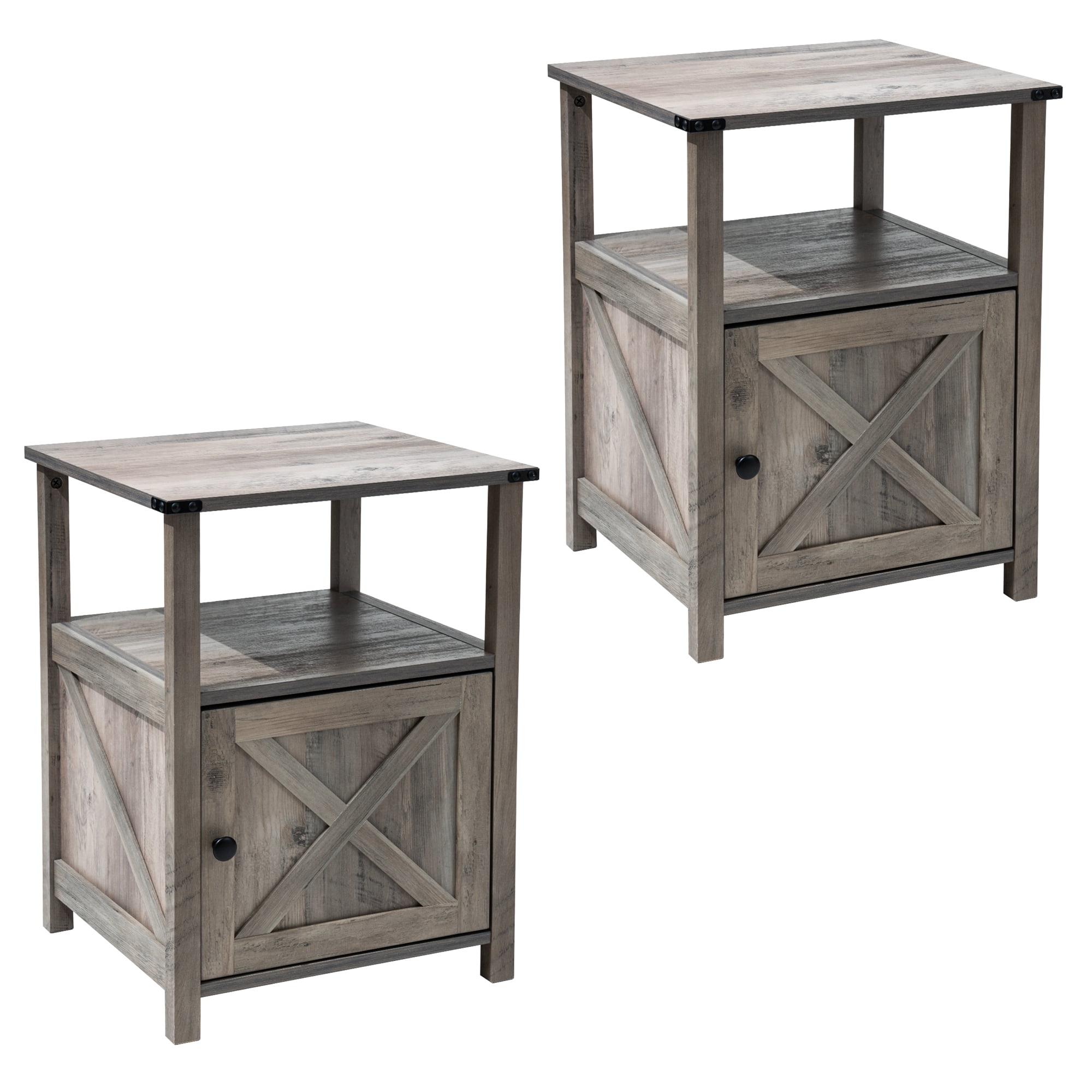 Pellebant 2Pcs Rustic Farmhouse Nightstands with Side Drawer, Modern ...