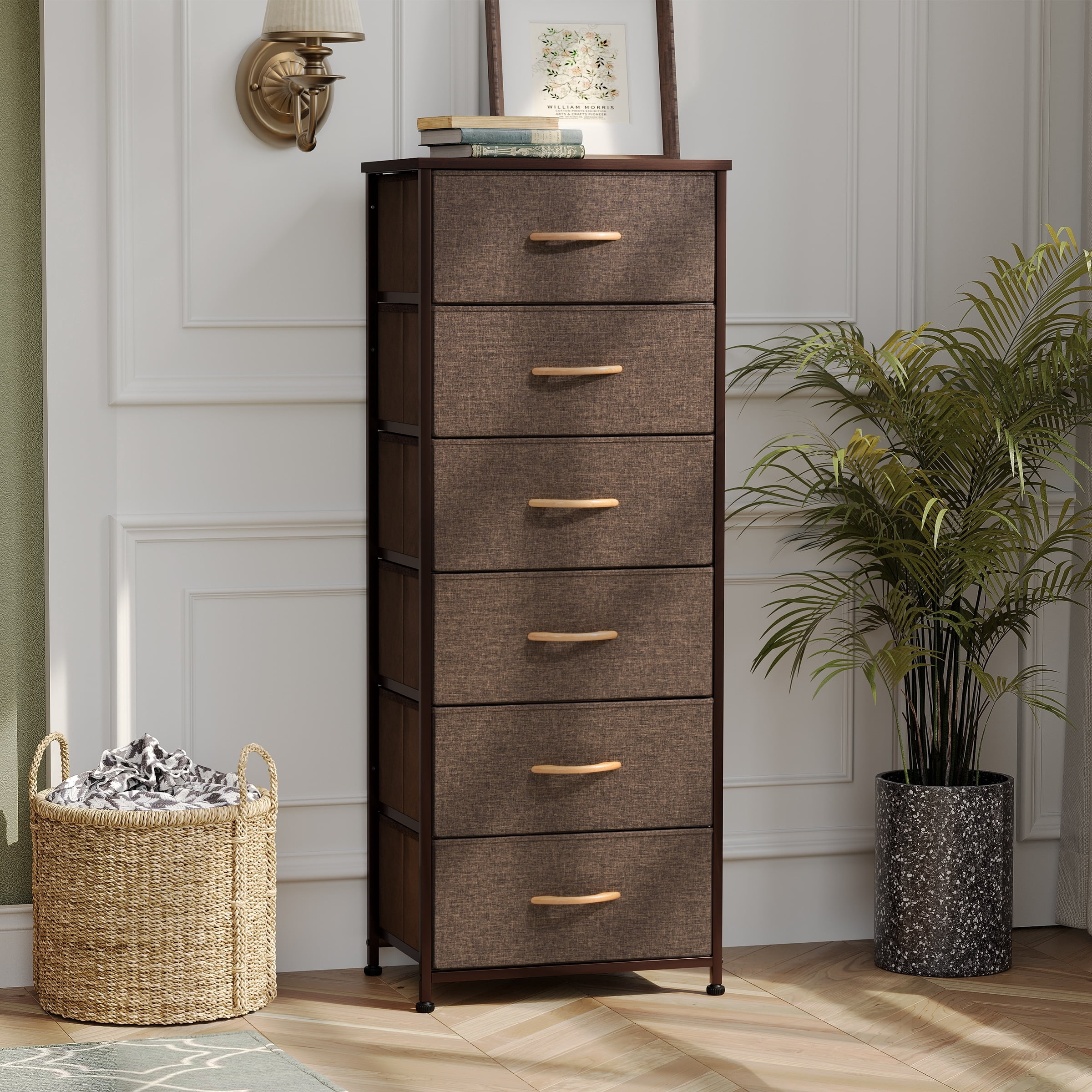 Pellebant 6 Drawers Vertical Storage Tower Brown 17.7" W x 11.8 " D x ...