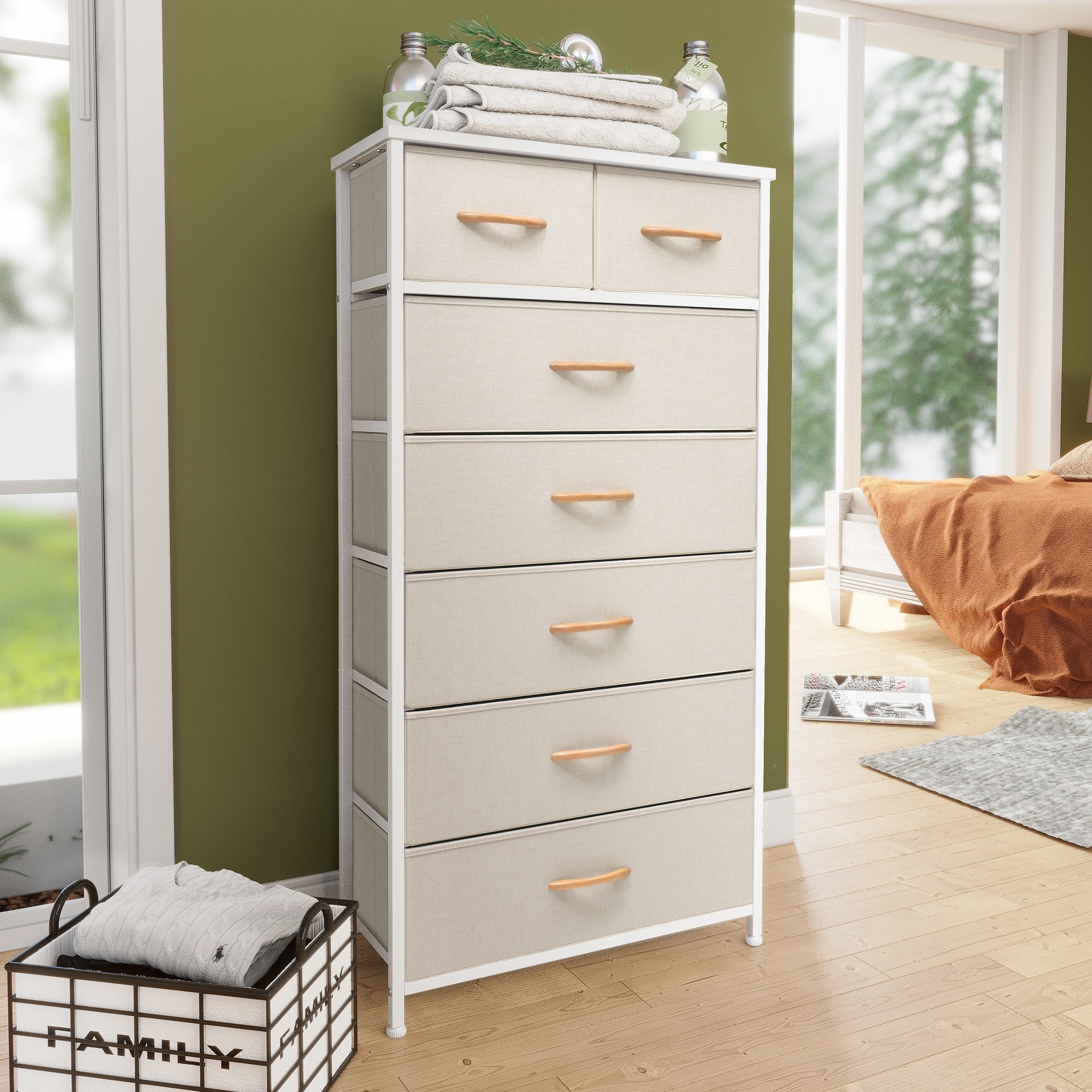 Pellebant 7-Drawer Storage Tower Organizer Chest Dresser Beige N/A ...