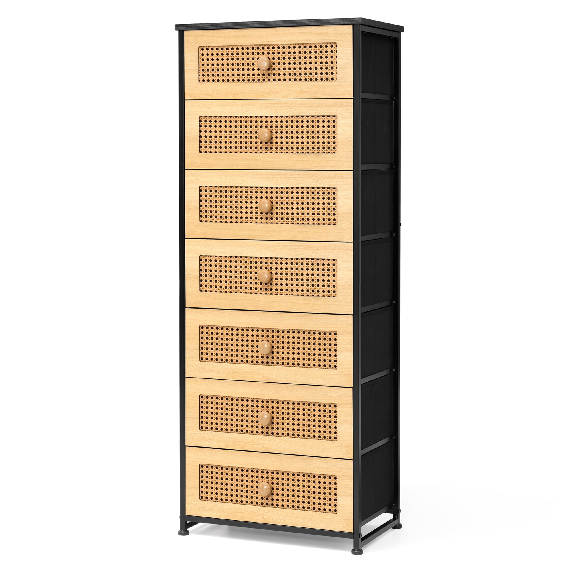 Pellebant 7 Drawers Rattan Dresser Storage Tower Organizer Unit for ...