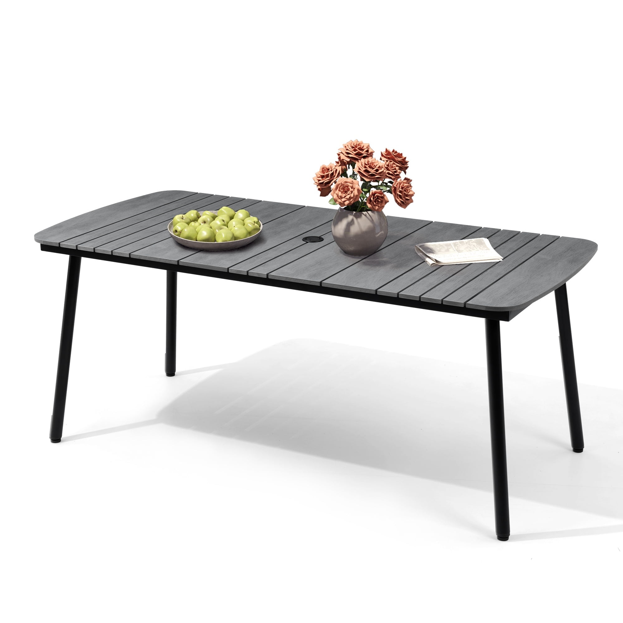 Pellebant 71" Outdoor Dining Table for 6-8 People, Patio Rectangle ...