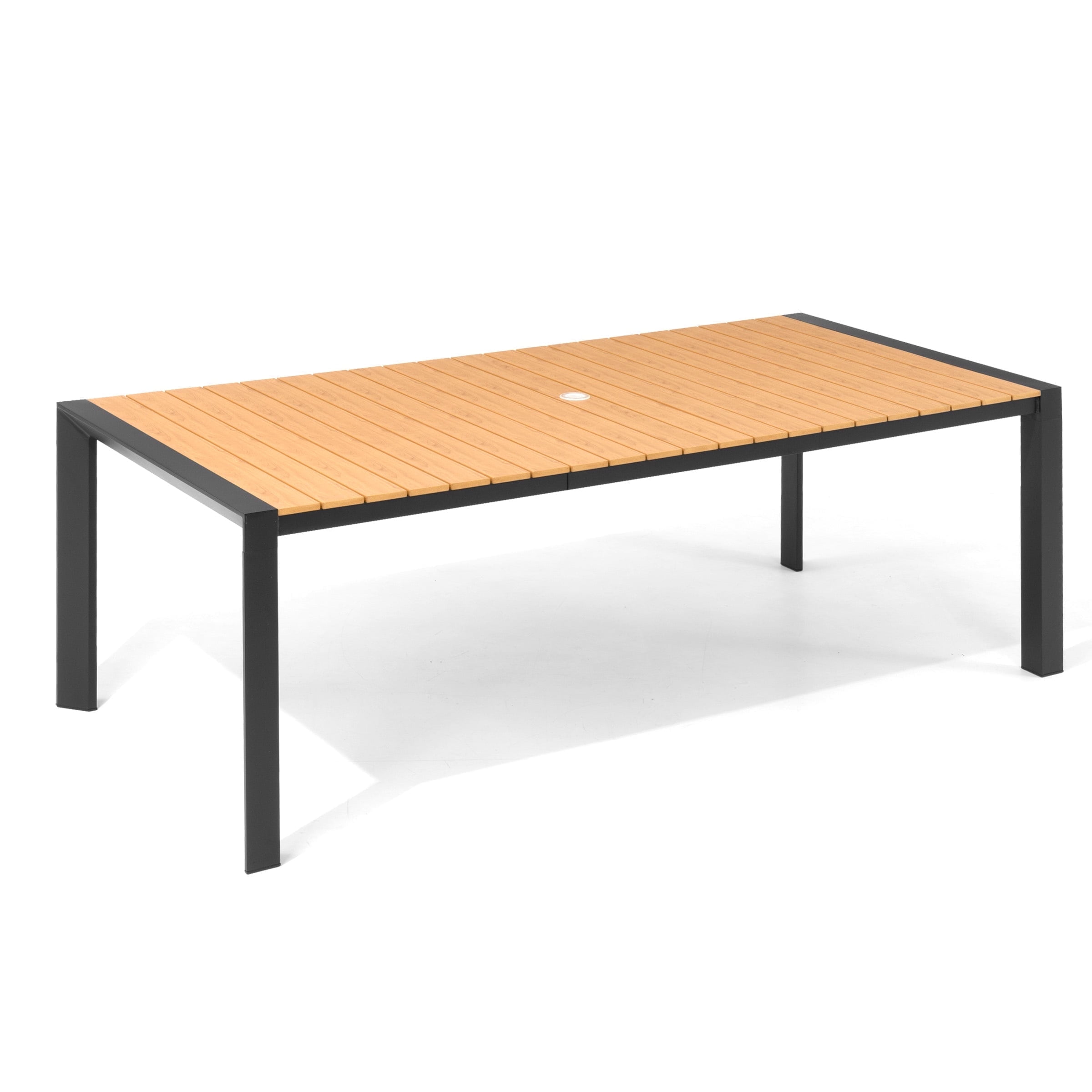 Pellebant Aluminum Patio Dining Table for 8-10 Persons, WPC Wood-Like ...