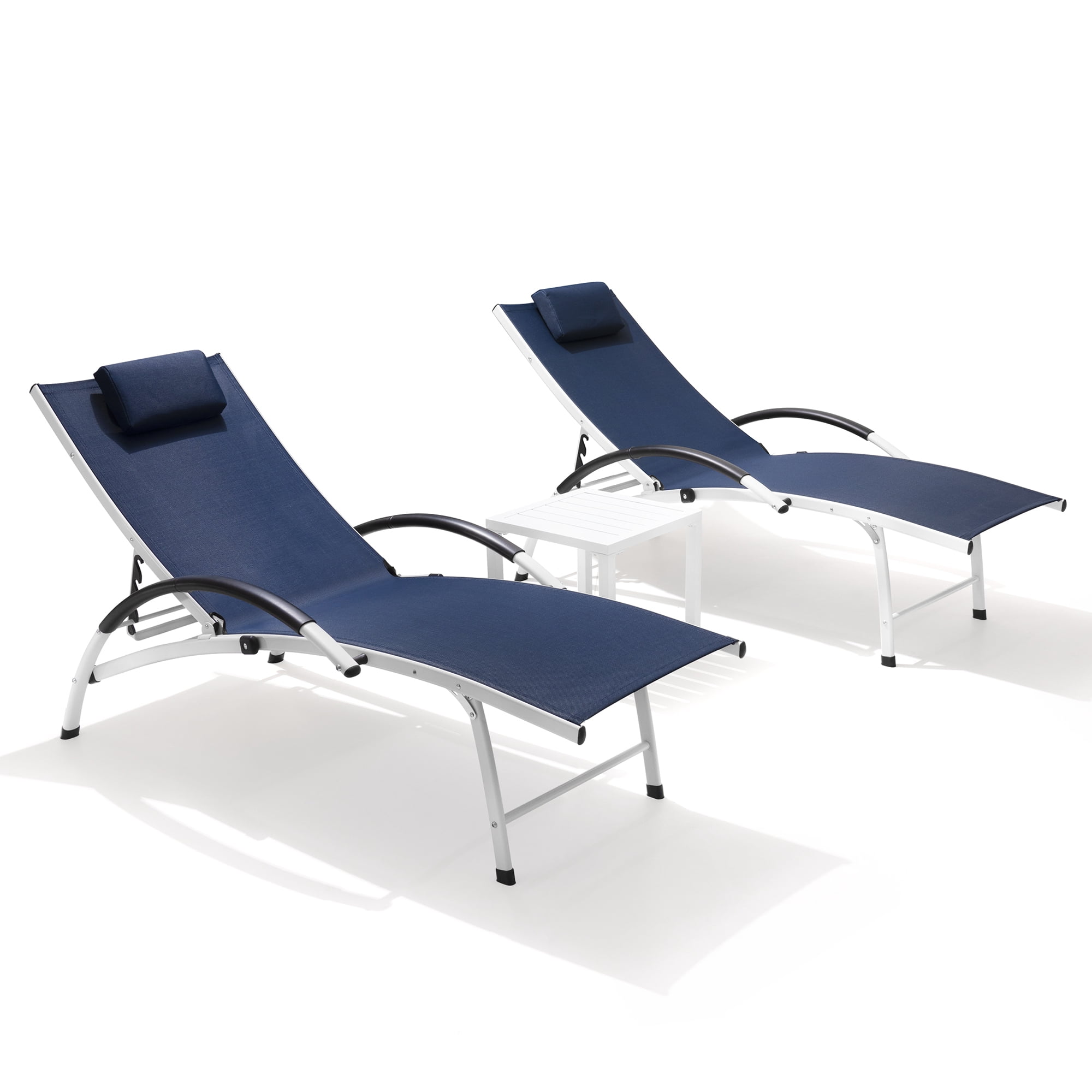 Pellebant Navy Blue Outdoor Aluminum Adjustable Lounge Chaise With ...